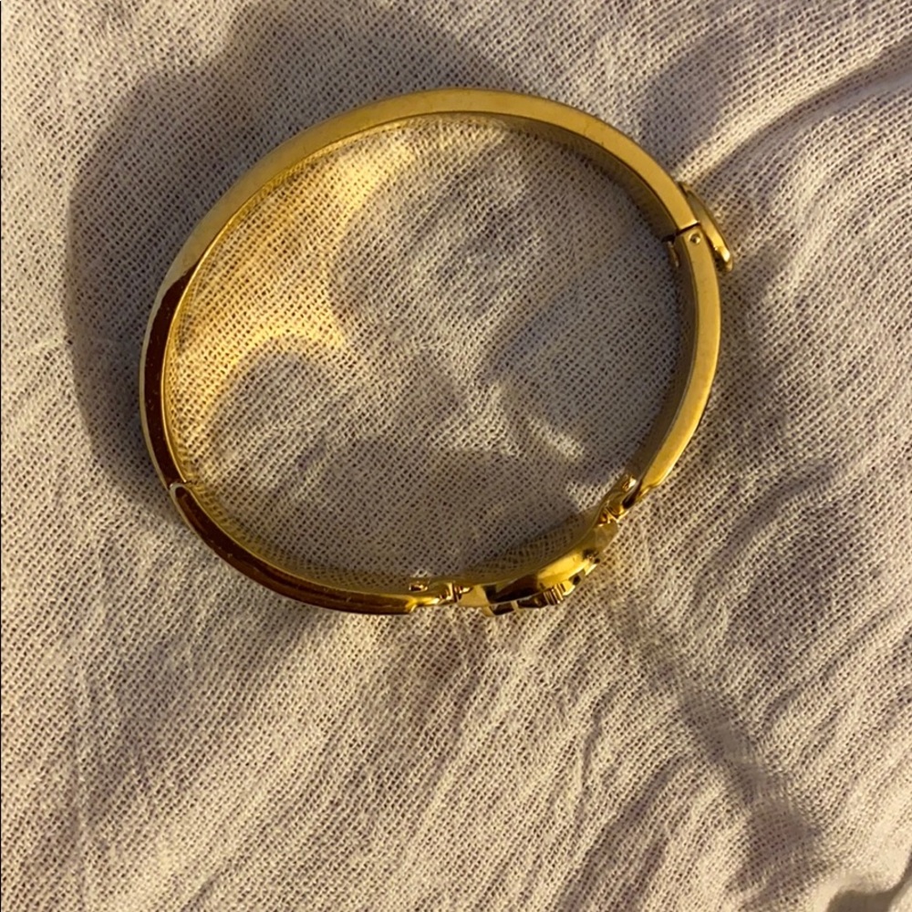Juicy Couture Gold Leather Crown Fashion Bangle - Gem